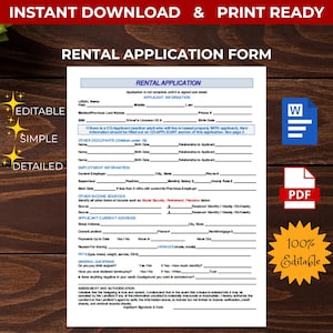 Printable Rental Application Form Editable Landlord Rental App Template Tenant Housing Forms ...