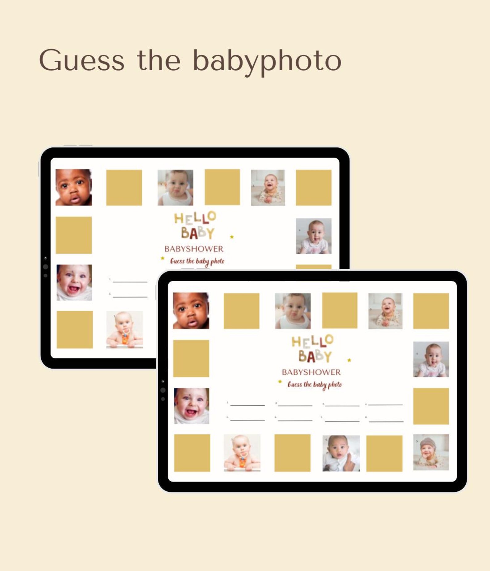 2 Guess the Babyphoto Game for Babyshower Fun Game Editable Template ...