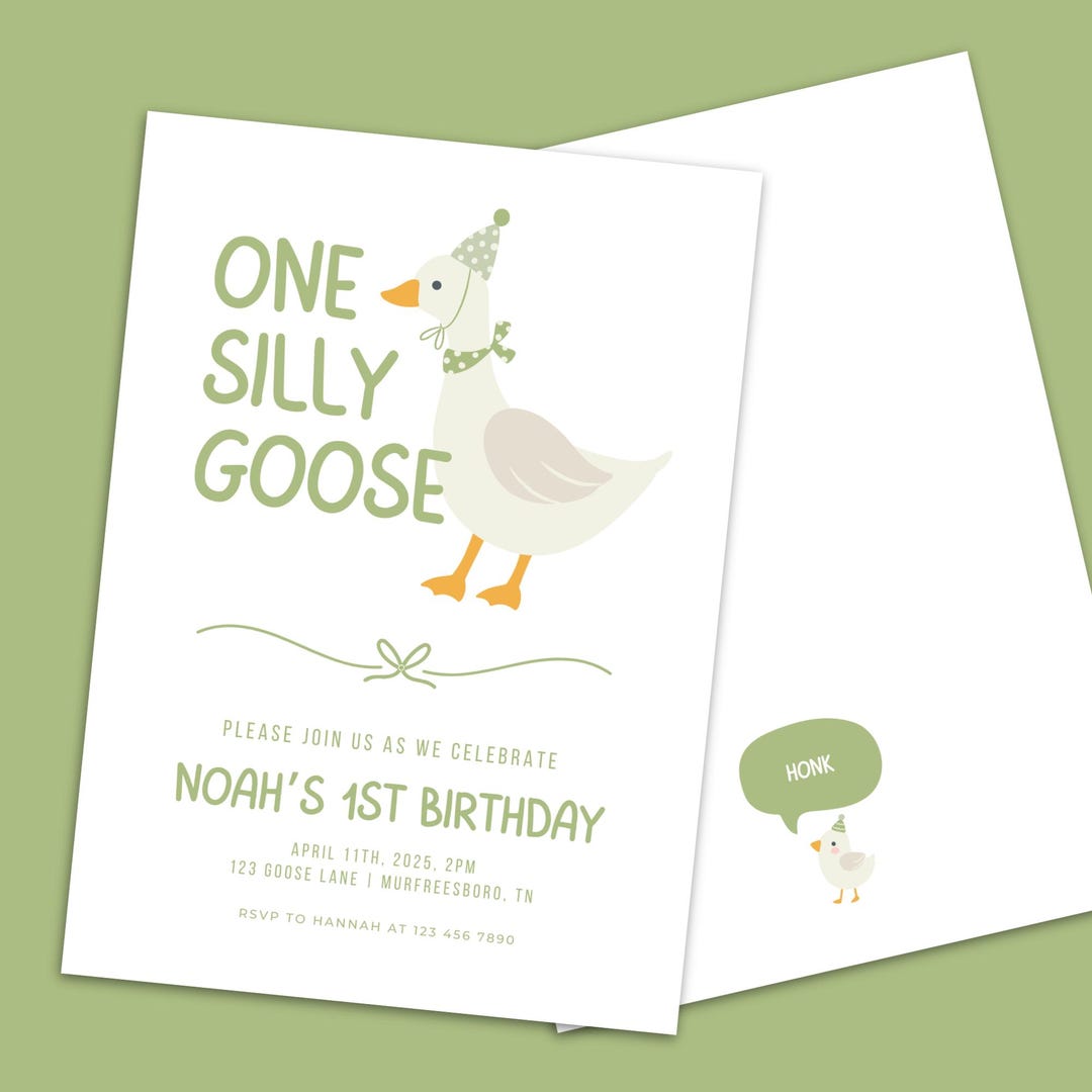 One Silly Goose Birthday Invitation Template Editable One Silly Goose ...
