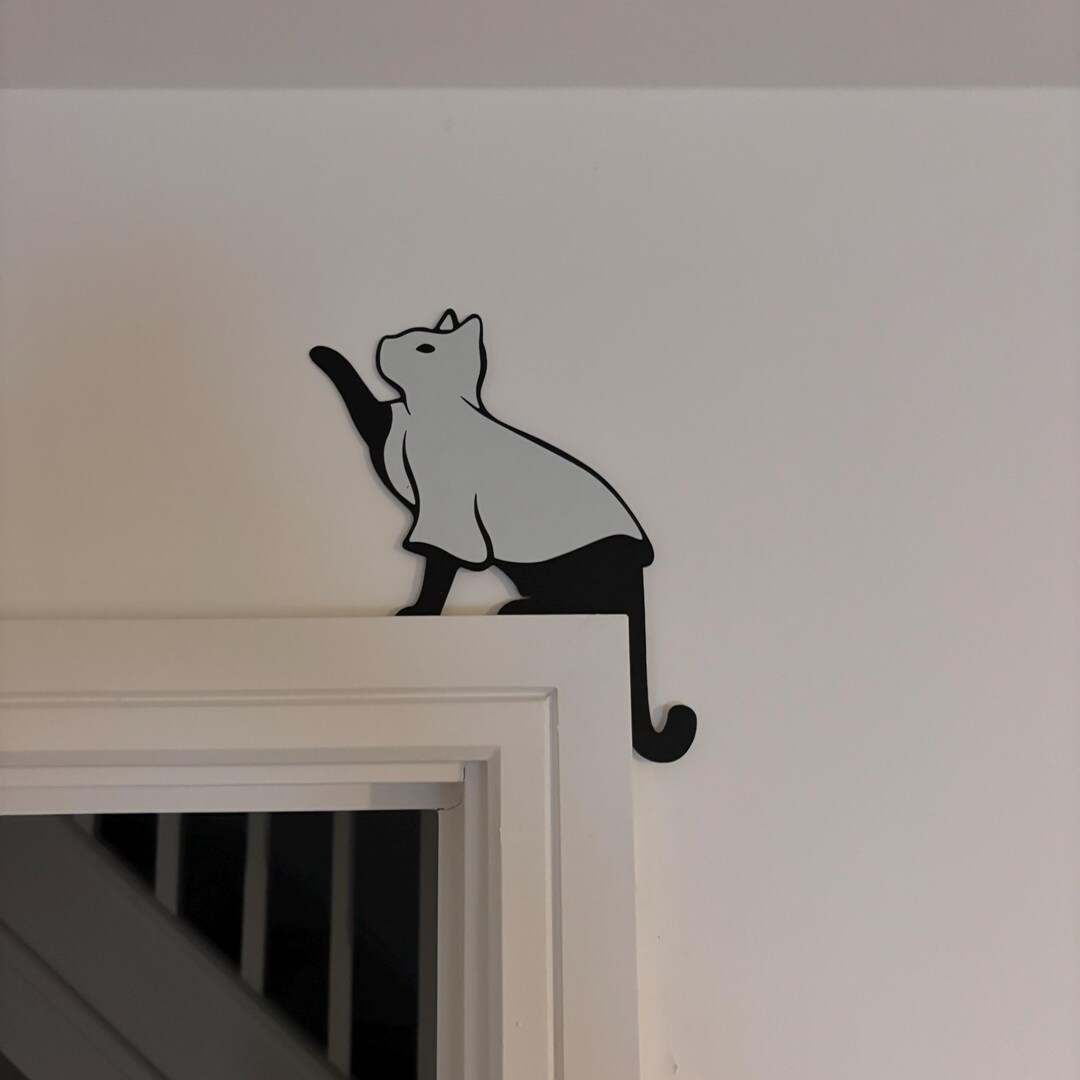 Ghost Cat Metal Door Corner Sign, Halloween Door Decor, Ghost and Web ...