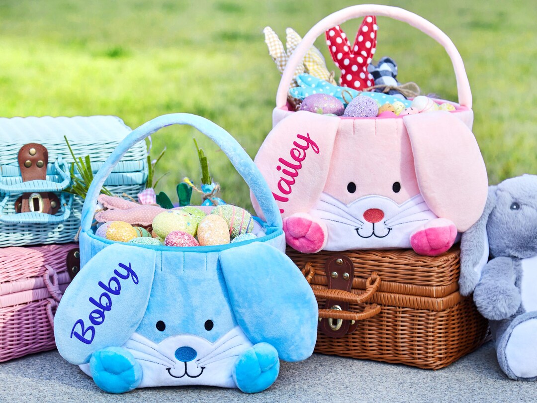 Personalized Plush Easter Basket,kids Bunny Basket With Name ...