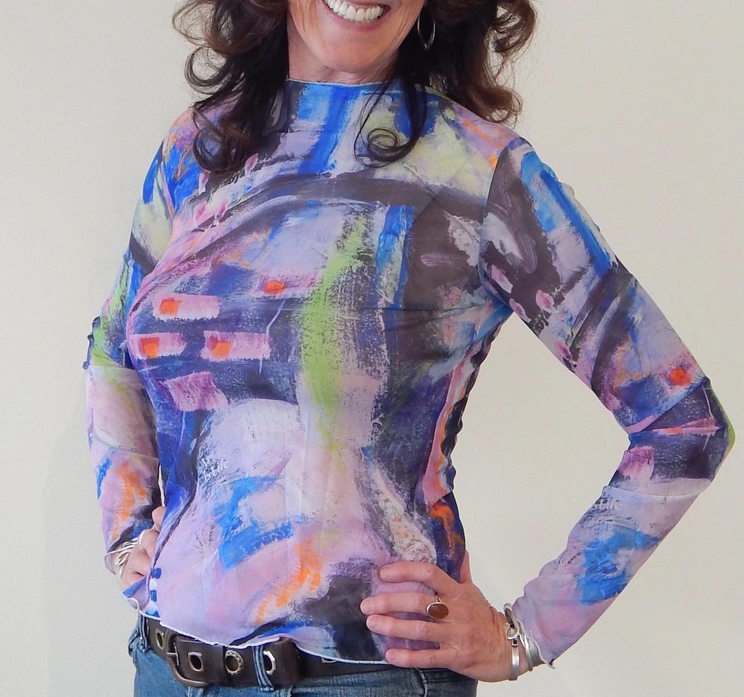 Mesh Top, Original Art raising the Vibration Women's Mesh Top, Long ...