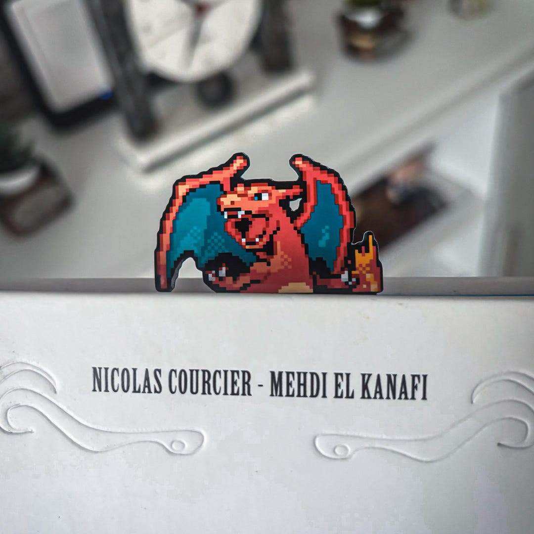 Handcrafted Charizard Bookmark: Pixel Art for Book Lovers - Etsy