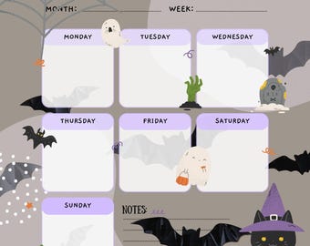 Halloween Weekly Planner Canvas Template - Etsy