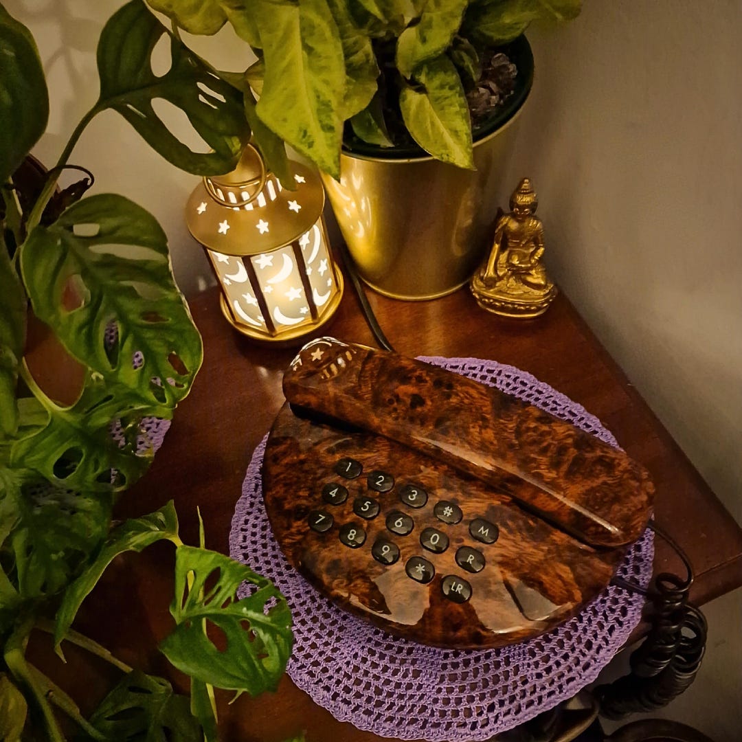 Vintage Tortoiseshell Wood Effect Corded Telephone Geemarc Windsor ...