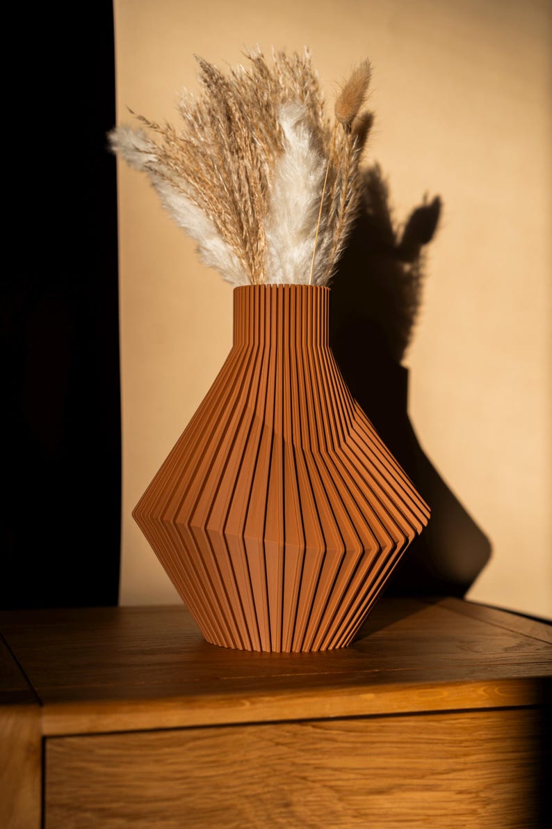 Vertice Vase Minimalist 3D Printed Geometric Decor, Eco-friendly PLA Vase for Dried Flowers ...