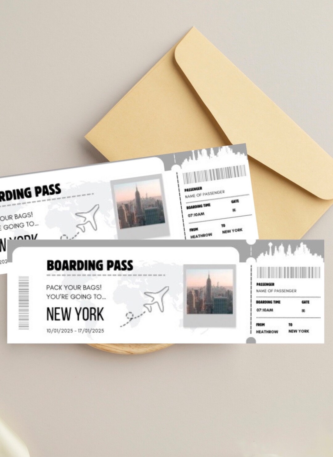 Editable Grey Surprise Boarding Pass - Etsy