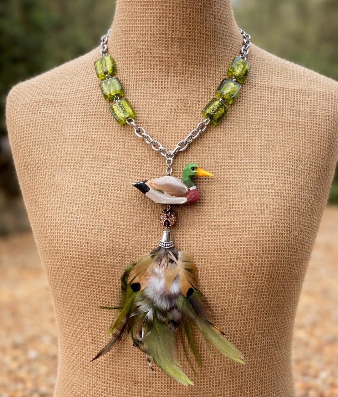 Gypsy South Handcrafted Mallard Duck Feather Pendant Necklace - Etsy