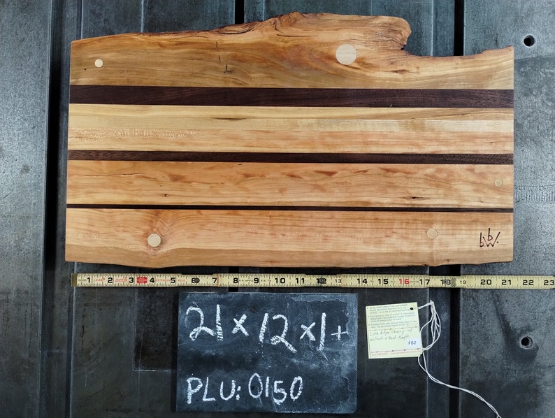 Live Edge Cherry Cutting Board With Curved Inlay Sustainably Harvested ...