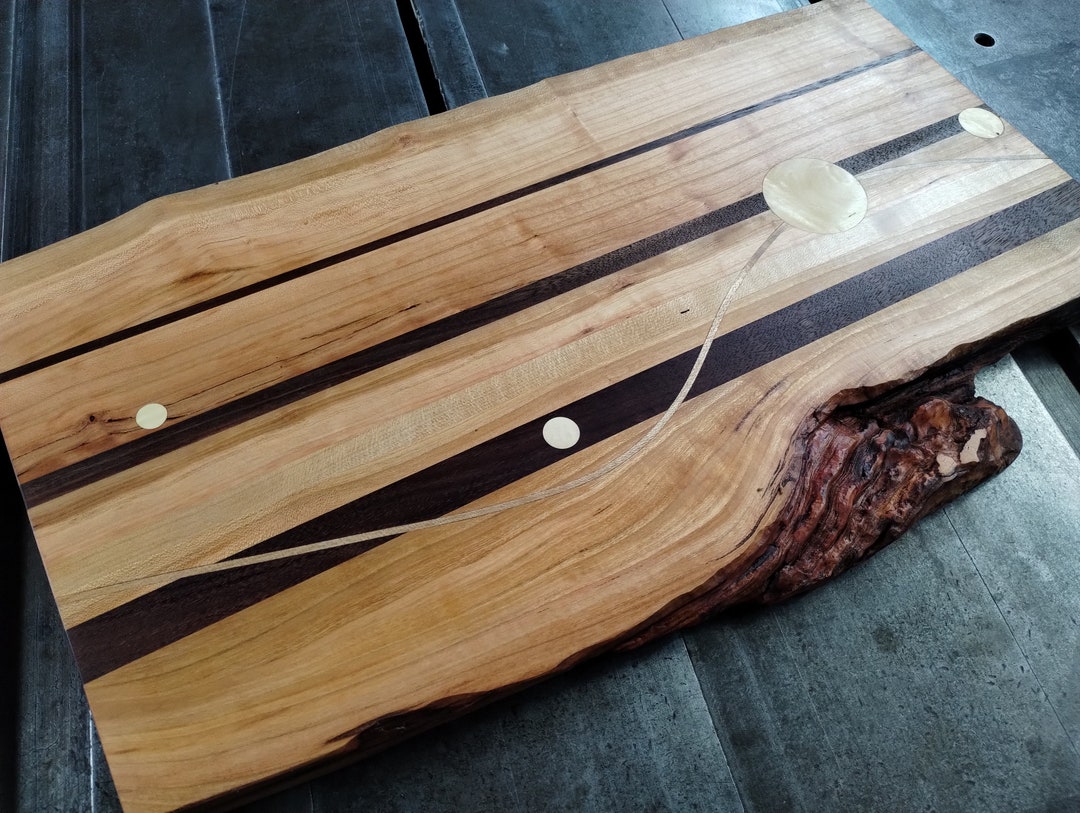 Live Edge Cherry Cutting Board With Curved Inlay - Sustainably ...