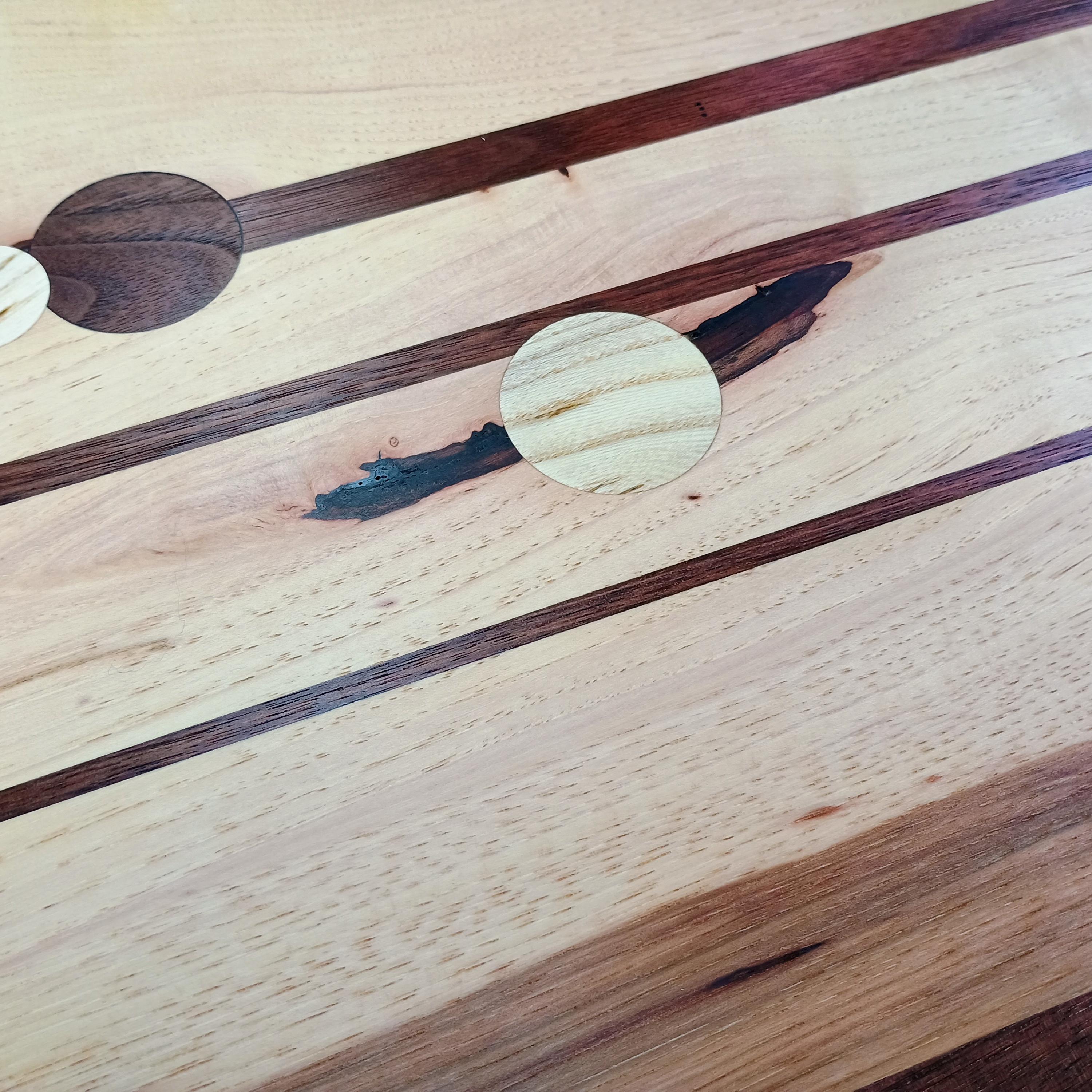 Live Edge Hickory With Walnut and Hackberry Inlay - Large Charcuterie ...