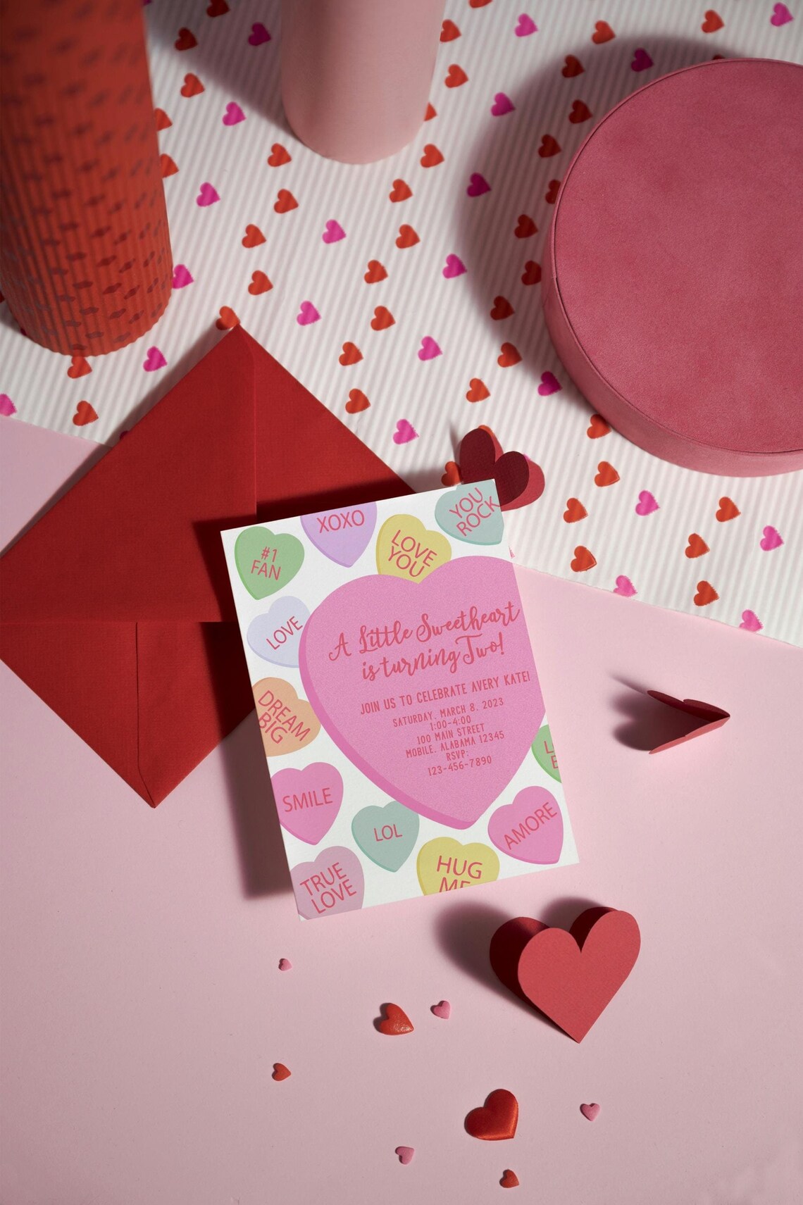 Conversation Hearts Birthday Invitation: Valentine's Day Party (digital ...
