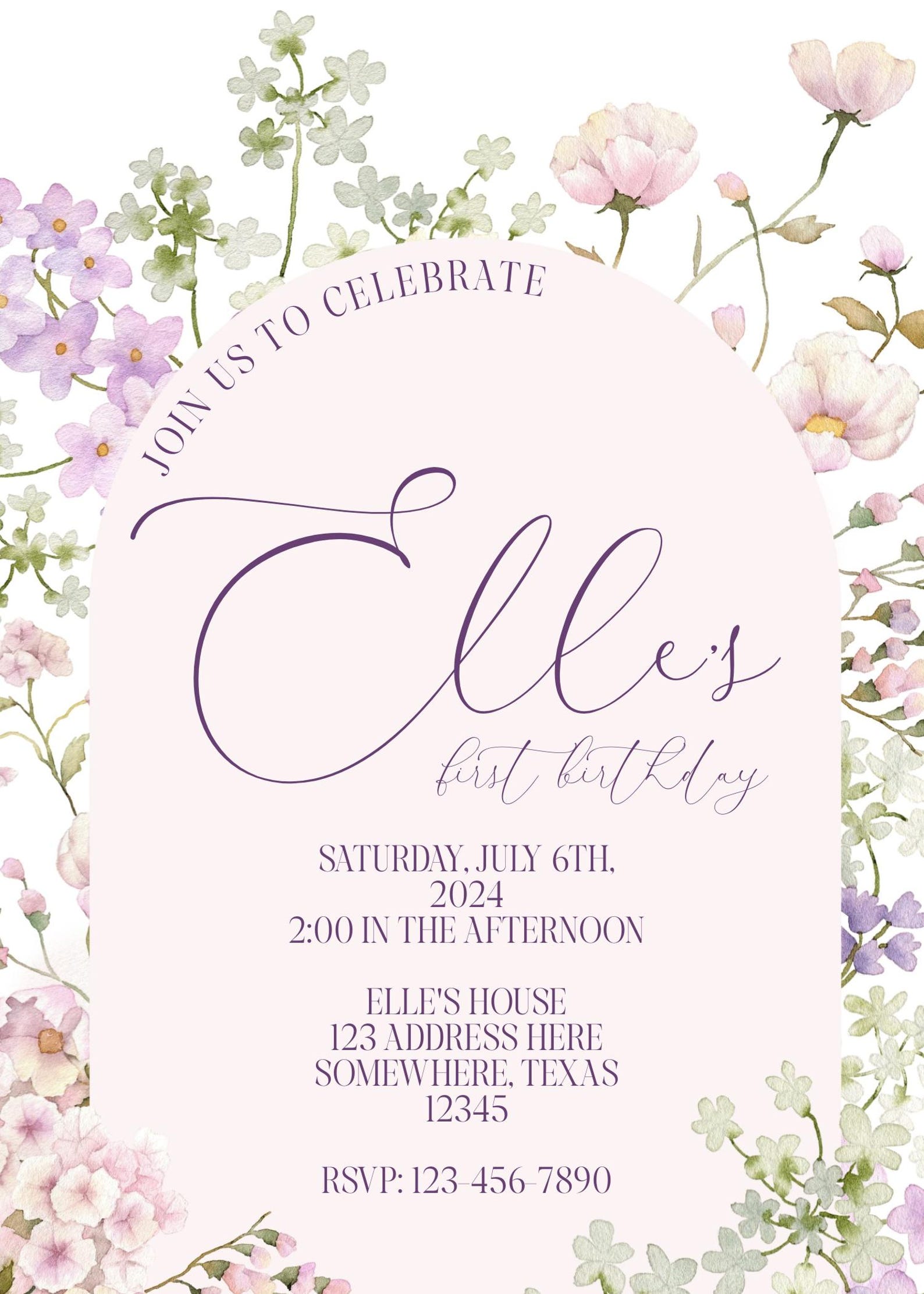 Customizable Floral Garden Party Invitation | Delicate Watercolor ...