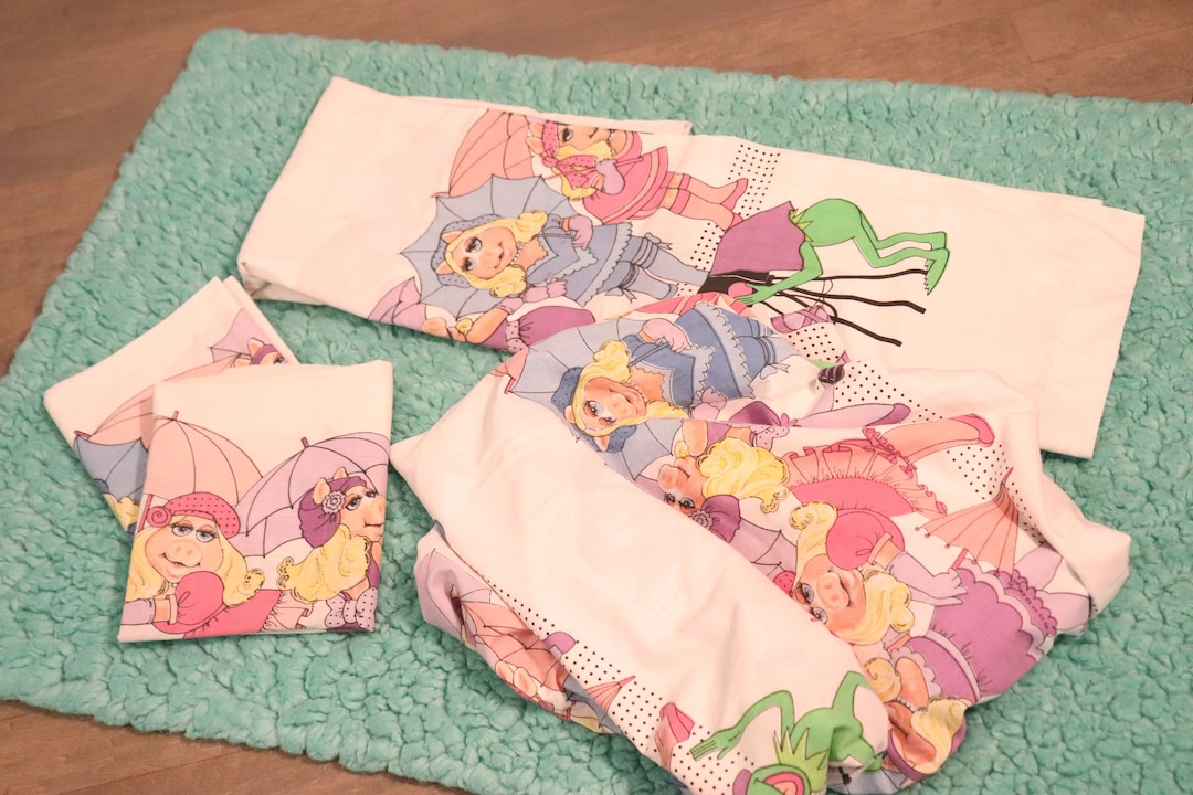 Bedding Set Miss Piggy Kermit Muppets Vintage 1980 Lady Pepperell 4 Pcs ...