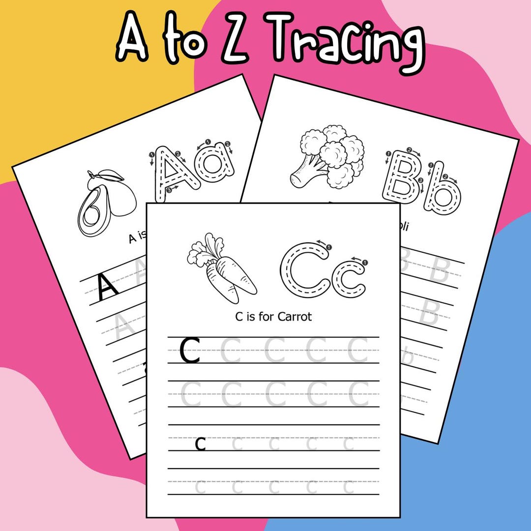 Alphabet A to Z Tracing Fruit & Vegetable Theme Workbook - Etsy
