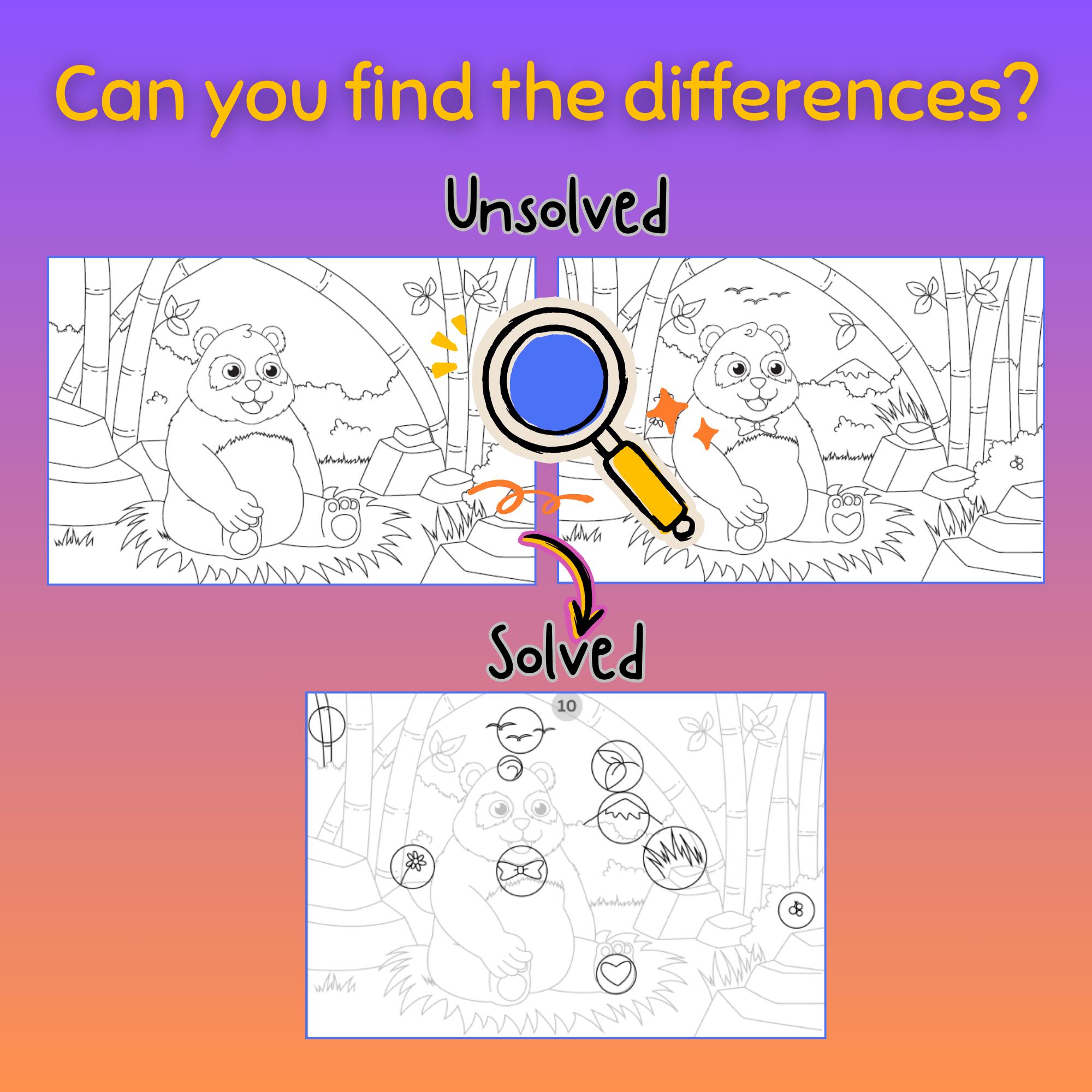 Jungle Animal Spot the Differences & Coloring Worksheet for Kids Age 4 ...