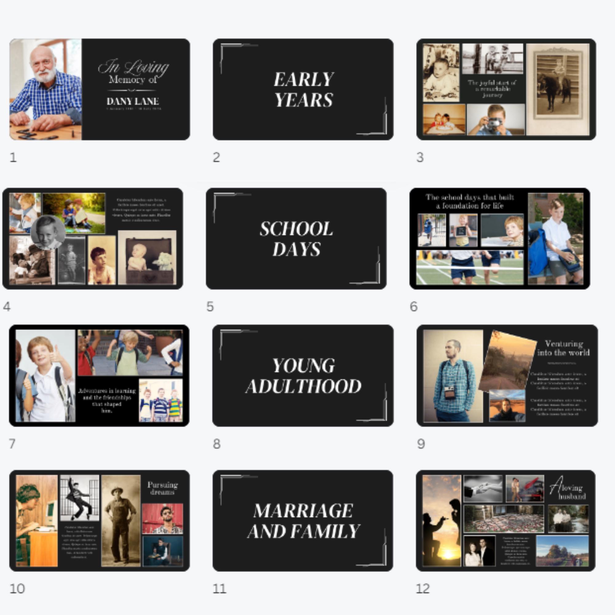 Animated Template Funeral Slideshow in Canva, Editable Animated Video ...
