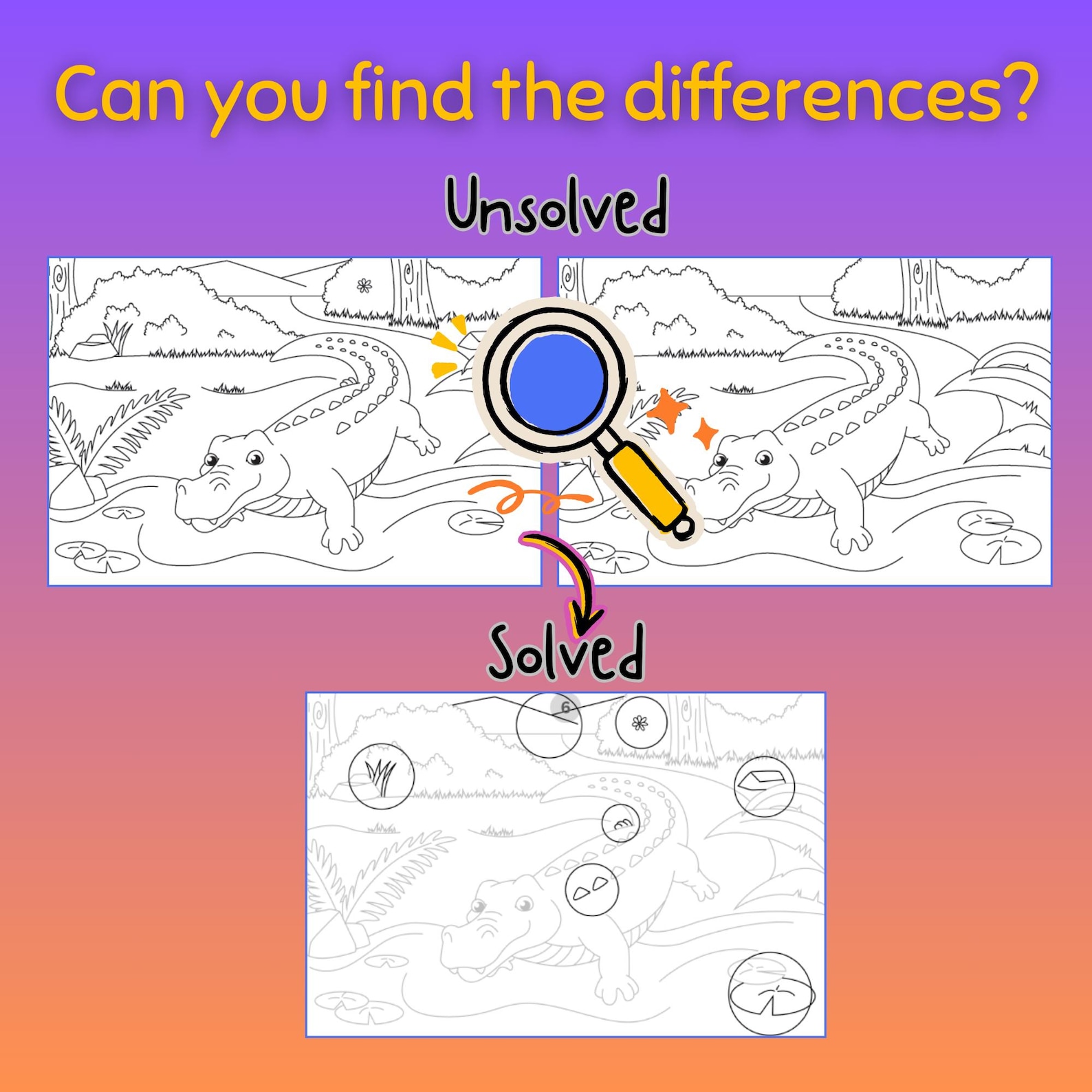 Jungle Animal Spot the Differences & Coloring Worksheet for Kids Age 4 ...