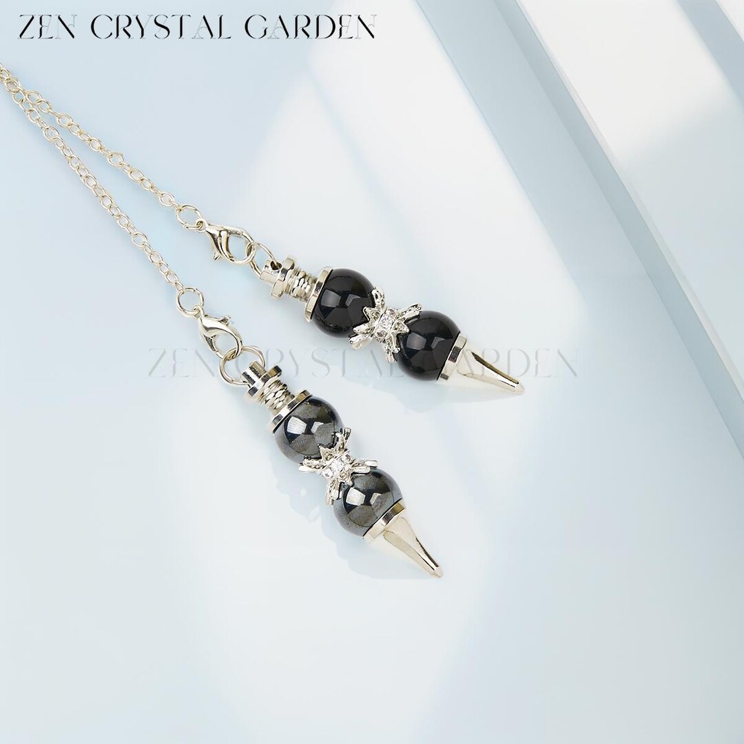 Crystal Double Round Bead Pendant Ornament Conical Pendulum Amethyst ...