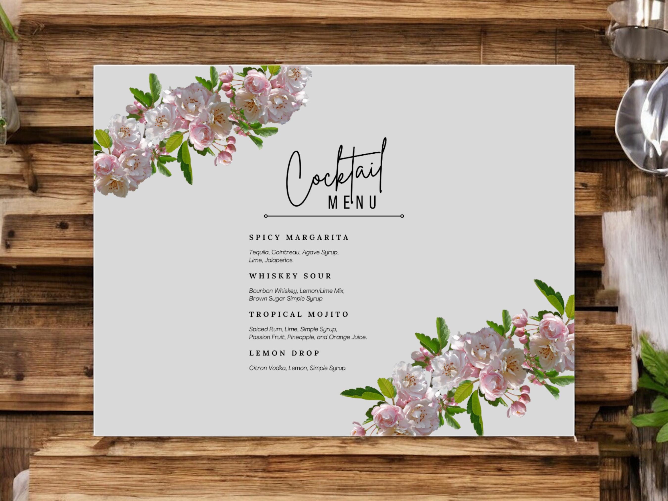Easy Professional Cocktail/food Menu Template for Any Occasion or Use ...