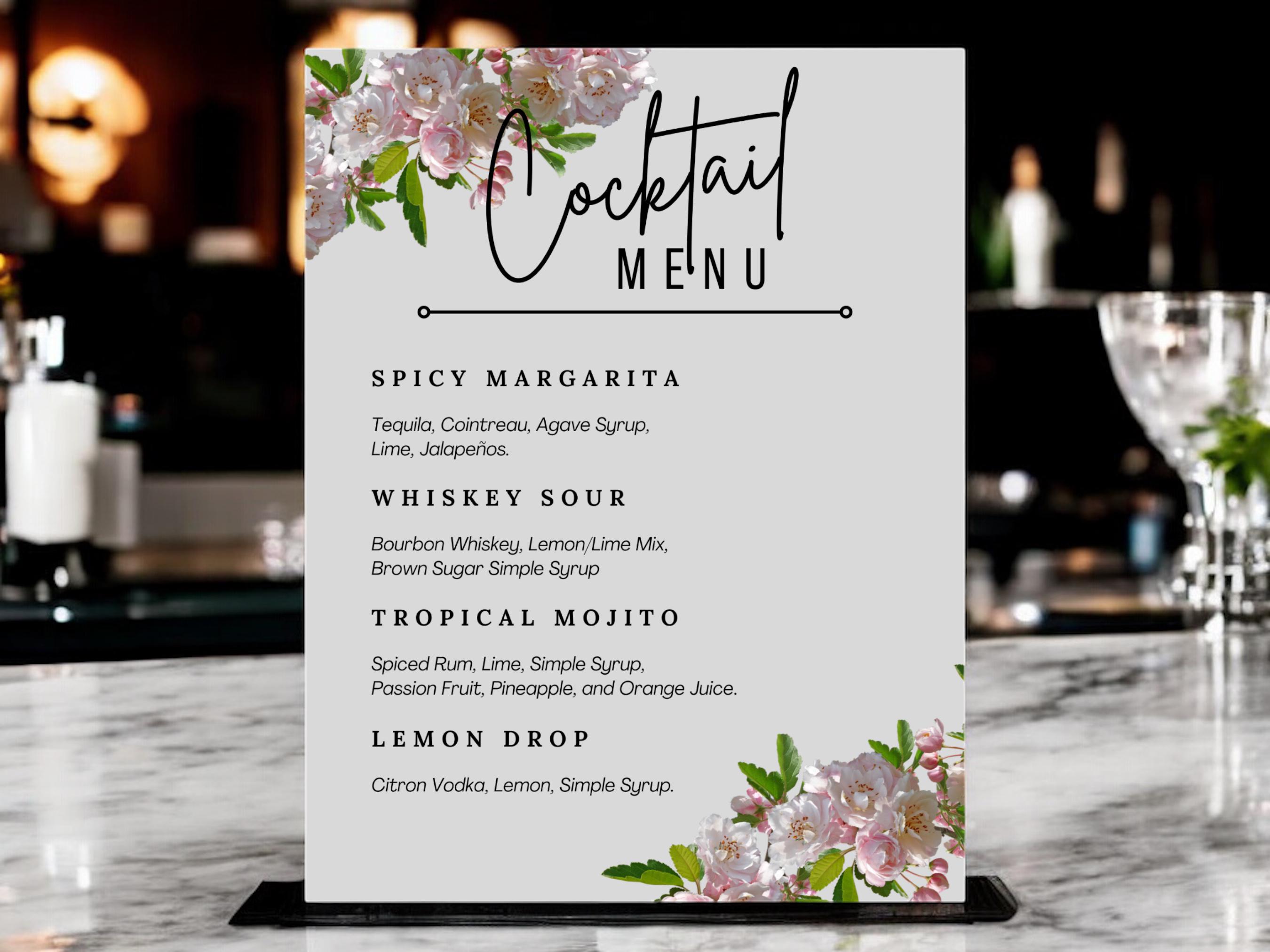 Easy Professional Cocktail/food Menu Template for Any Occasion or Use ...