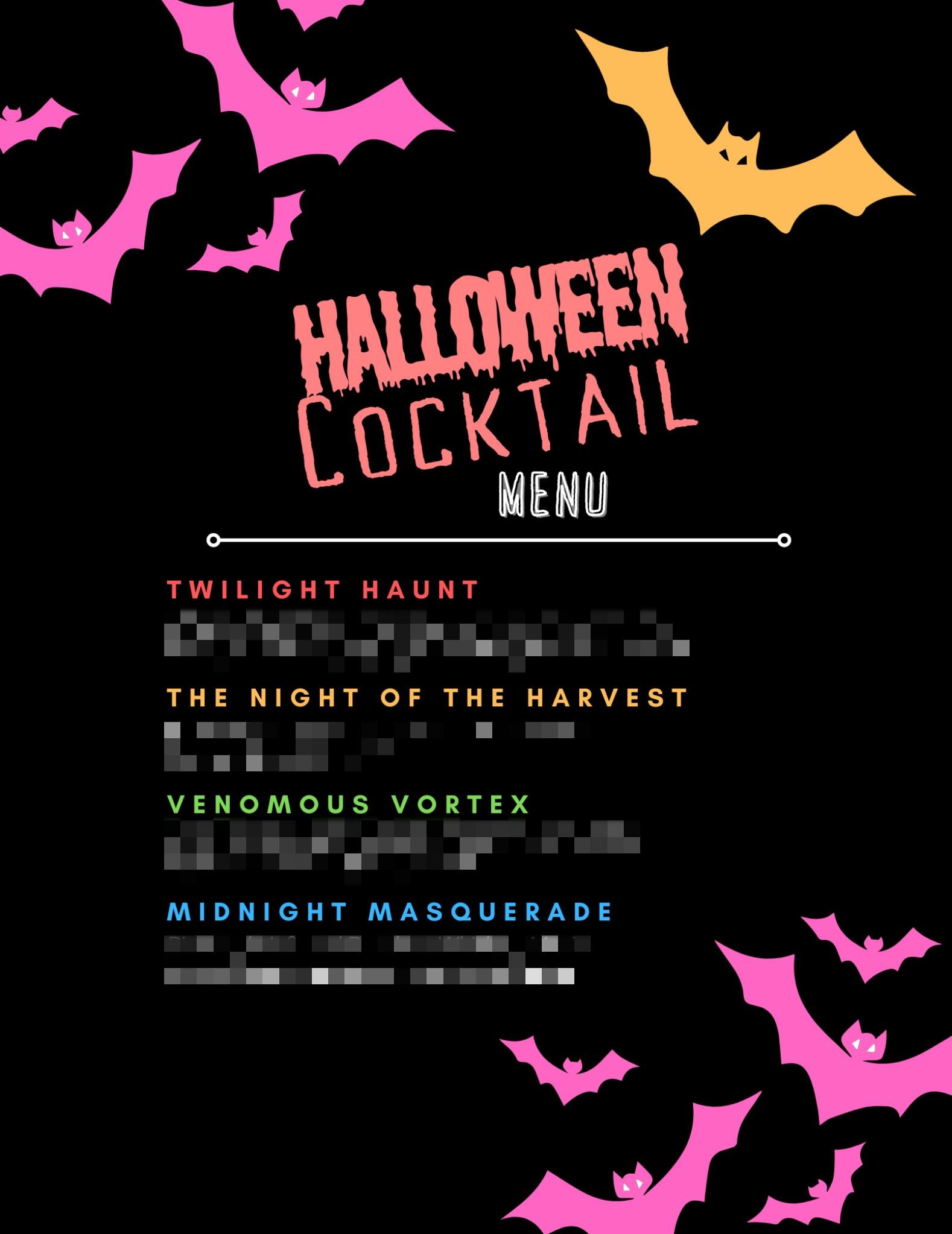 Halloween Drink Recipes (4 Drinks + Menu) (digital) - Etsy