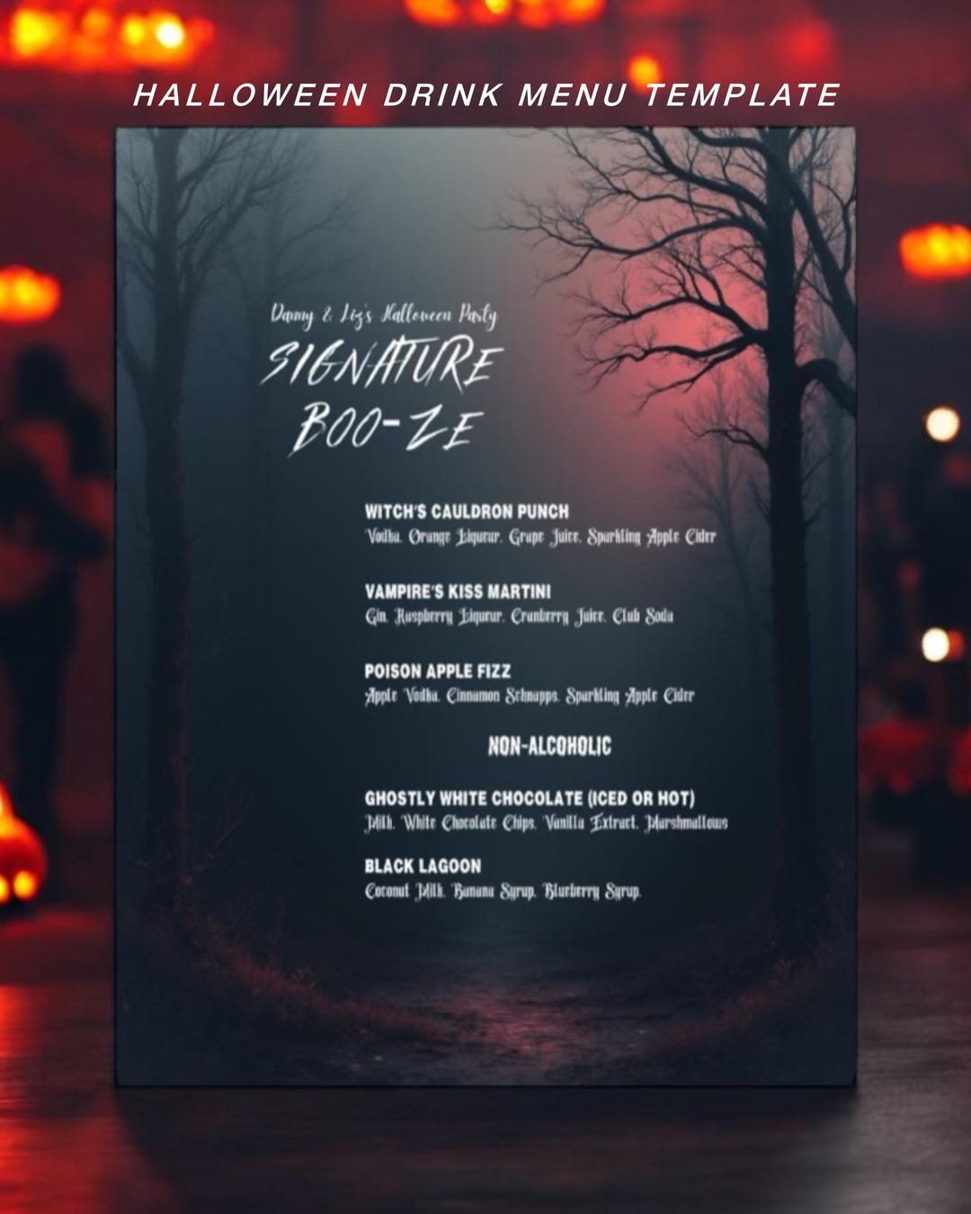 Editable Halloween Drink Menu Template: Spooky Cocktail Party (PDF) - Etsy