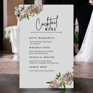 Custom Wedding Cocktail Menu Sign: Elegant Drink Recipes (digital ...