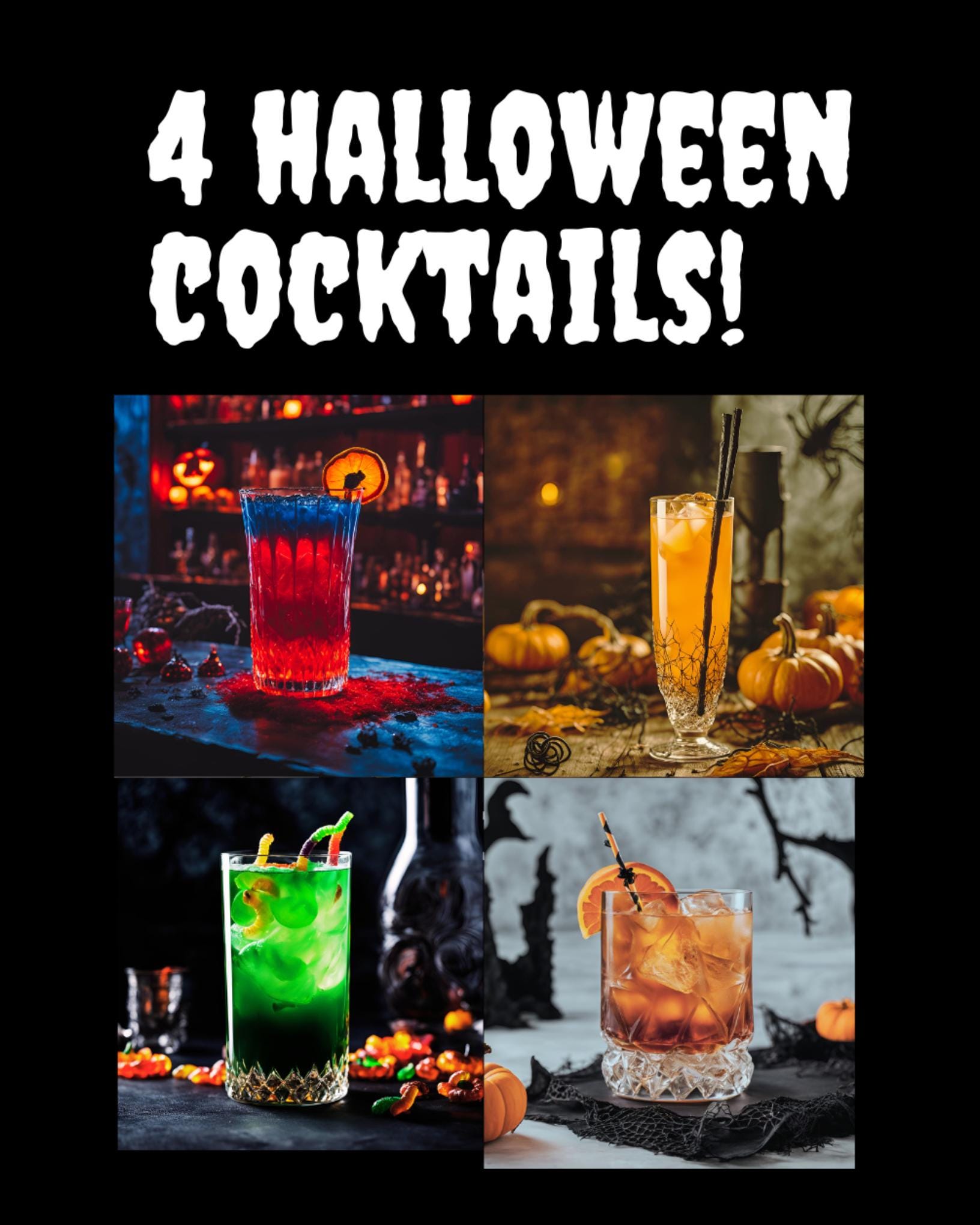Halloween Drink Recipes (4 Drinks + Menu) (digital) - Etsy