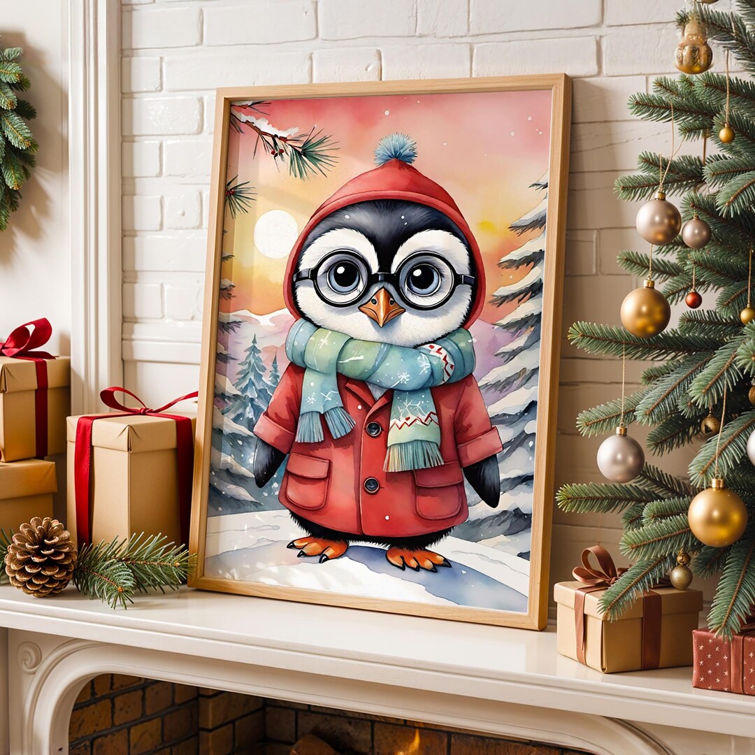 Winter Penguin Digital Art Download Chester the Penguin Festive ...