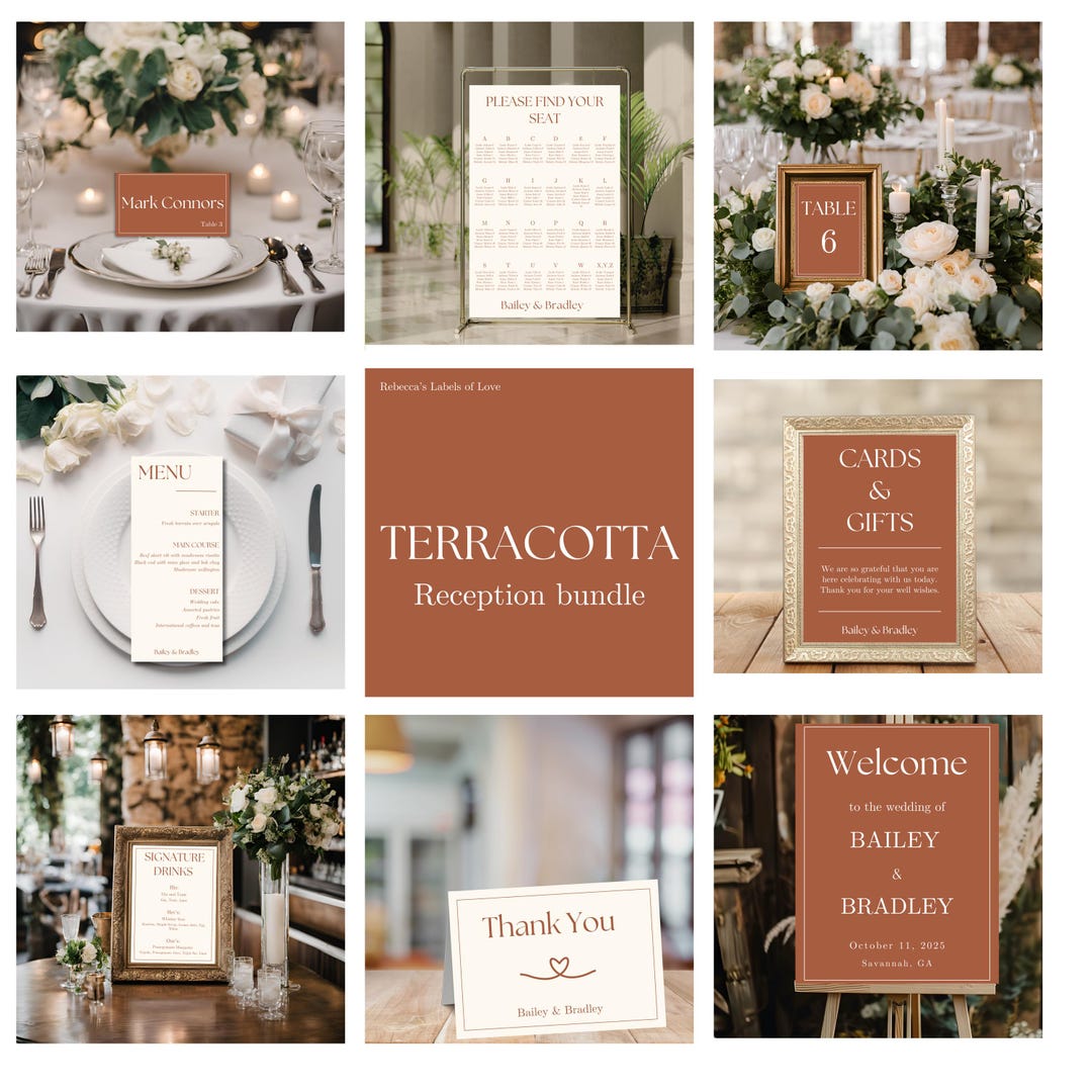Terracotta Wedding Reception Templates: Minimalist Fall Decor (digital ...