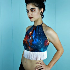 Galaxy Crop Top, Celestial Top, Festival Fashion, Summer Style, Tie Top ...