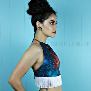 Galaxy Crop Top, Celestial Top, Festival Fashion, Summer Style, Tie Top ...