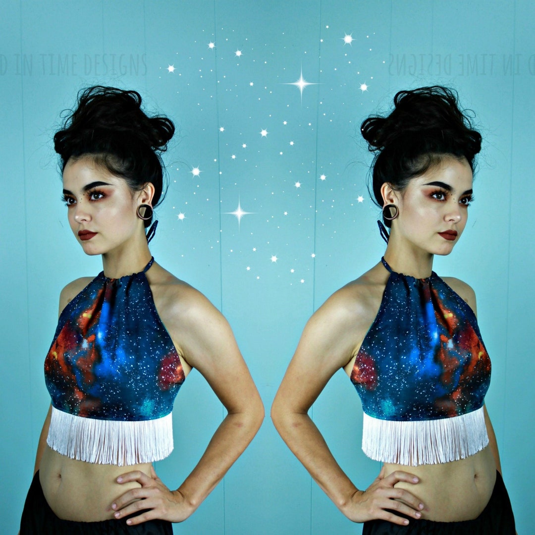 Galaxy Crop Top, Celestial Top, Festival Fashion, Summer Style, Tie Top ...