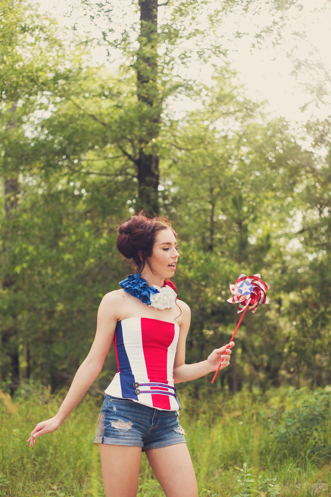 Red White and Blue Bustier Top, 4th of July Costume, Women's Costume ...
