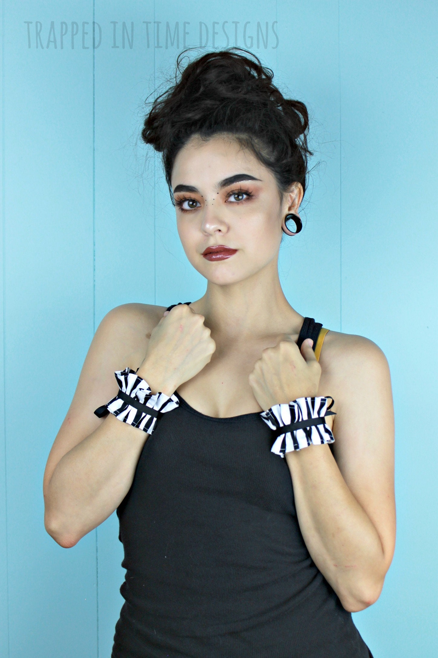 Black and White Striped Ruffle Cuffs | Etsy