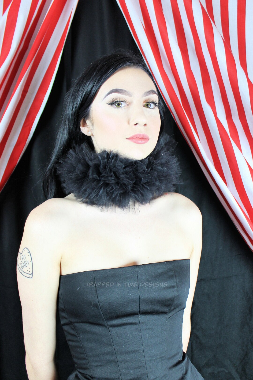 Black Tulle Ruff, Ruffle Collar, Tulle Collar, Tulle Ruff, Black Neck ...