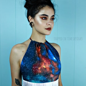 Galaxy Crop Top, Celestial Top, Festival Fashion, Summer Style, Tie Top ...