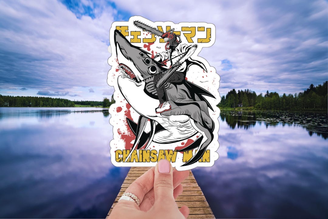 Shark Devil Chainsaw Man Anime Sticker, Chainsaw Man Sticker, Anime ...