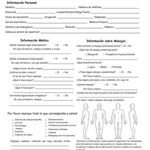 Massage Intake Form in Spanish Massage Documents for Spanish Speaking ...
