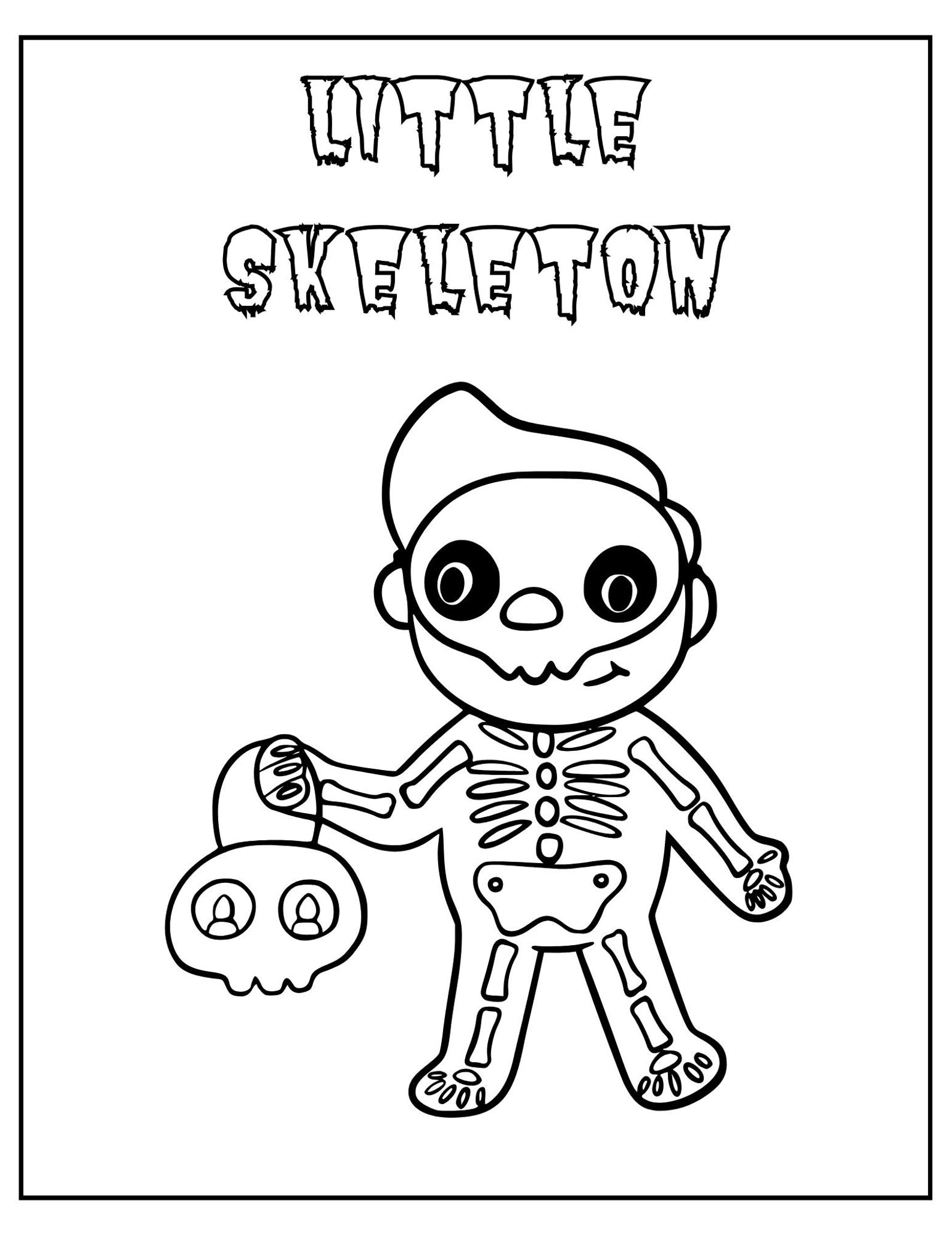 Skeleton Coloring Page Halloween Kids Activity for Halloween Classroom ...