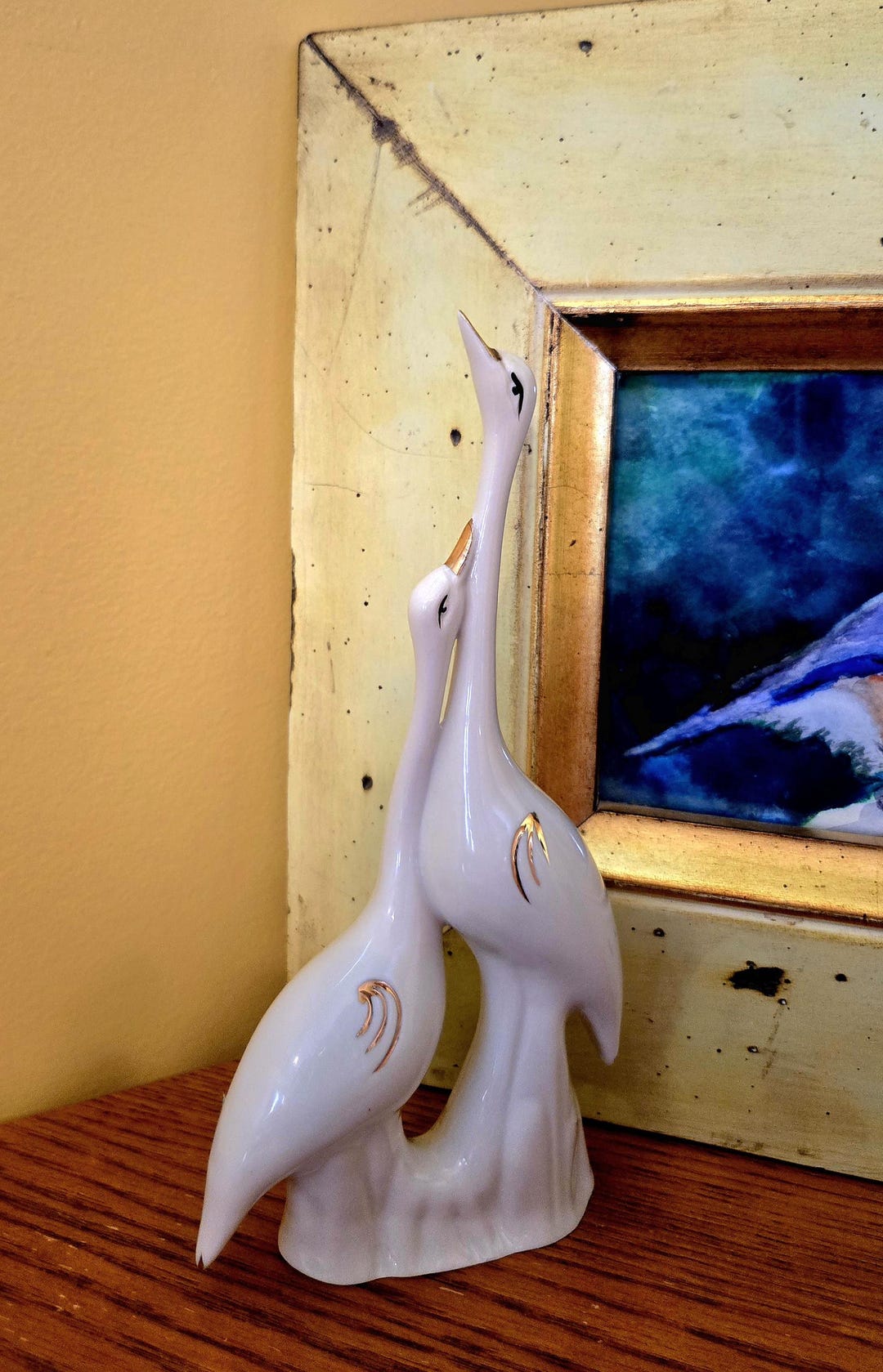 Vintage Capodimonte White Porcelain Cranes Accented With Gold Gilding ...