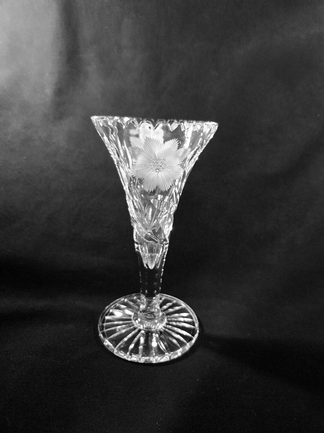 Vintage American Brilliant Cut Crystal Vase. - Etsy