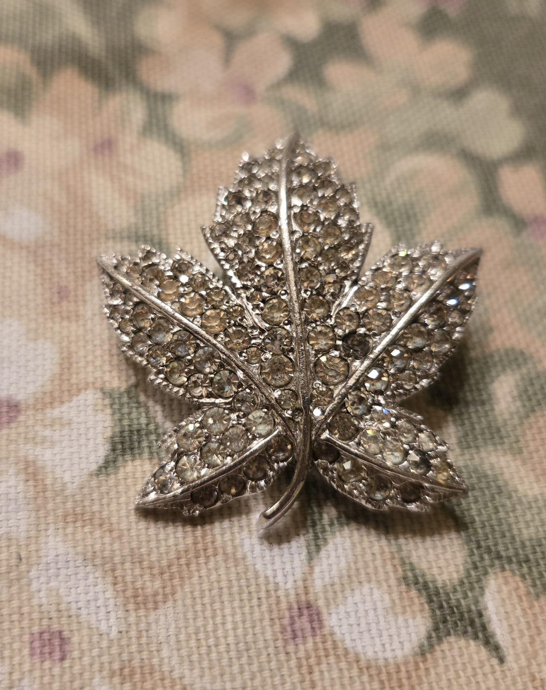 Vintage Signed Keyes Silver Tone Maple Leaf With Rhinestones Brooch - Etsy