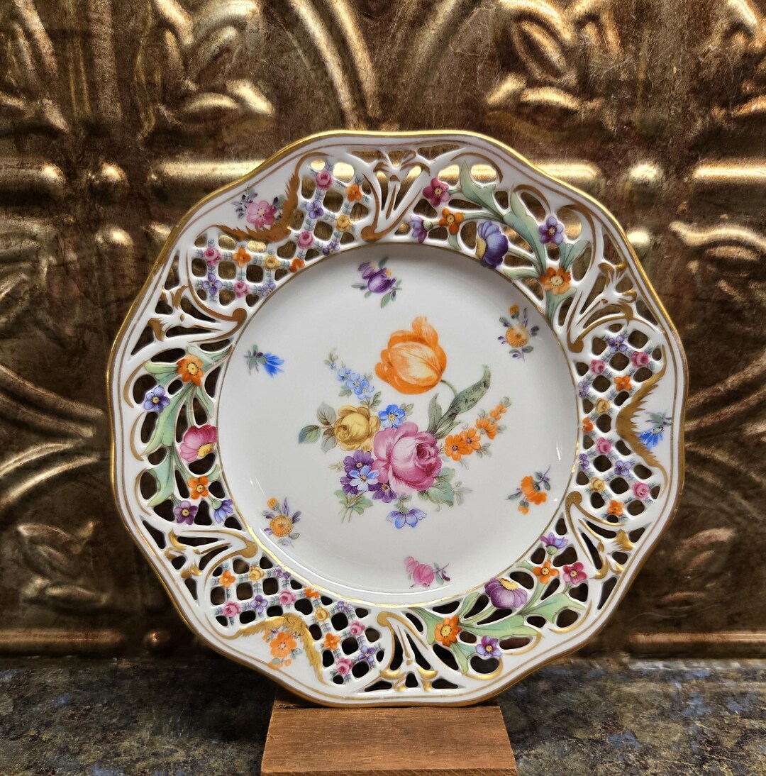 Vintage/antique Hand Painted Schumann Chateau Dresden-royal Dresner Art ...