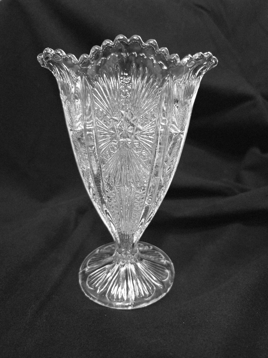 Vintage Paneled Thistle Pressed Glass Vase: Higbee/lg Wright ...