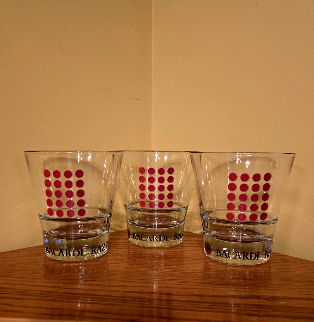 Set of Three Vintage Bacardi Razz Glass Circa 2003 - Etsy
