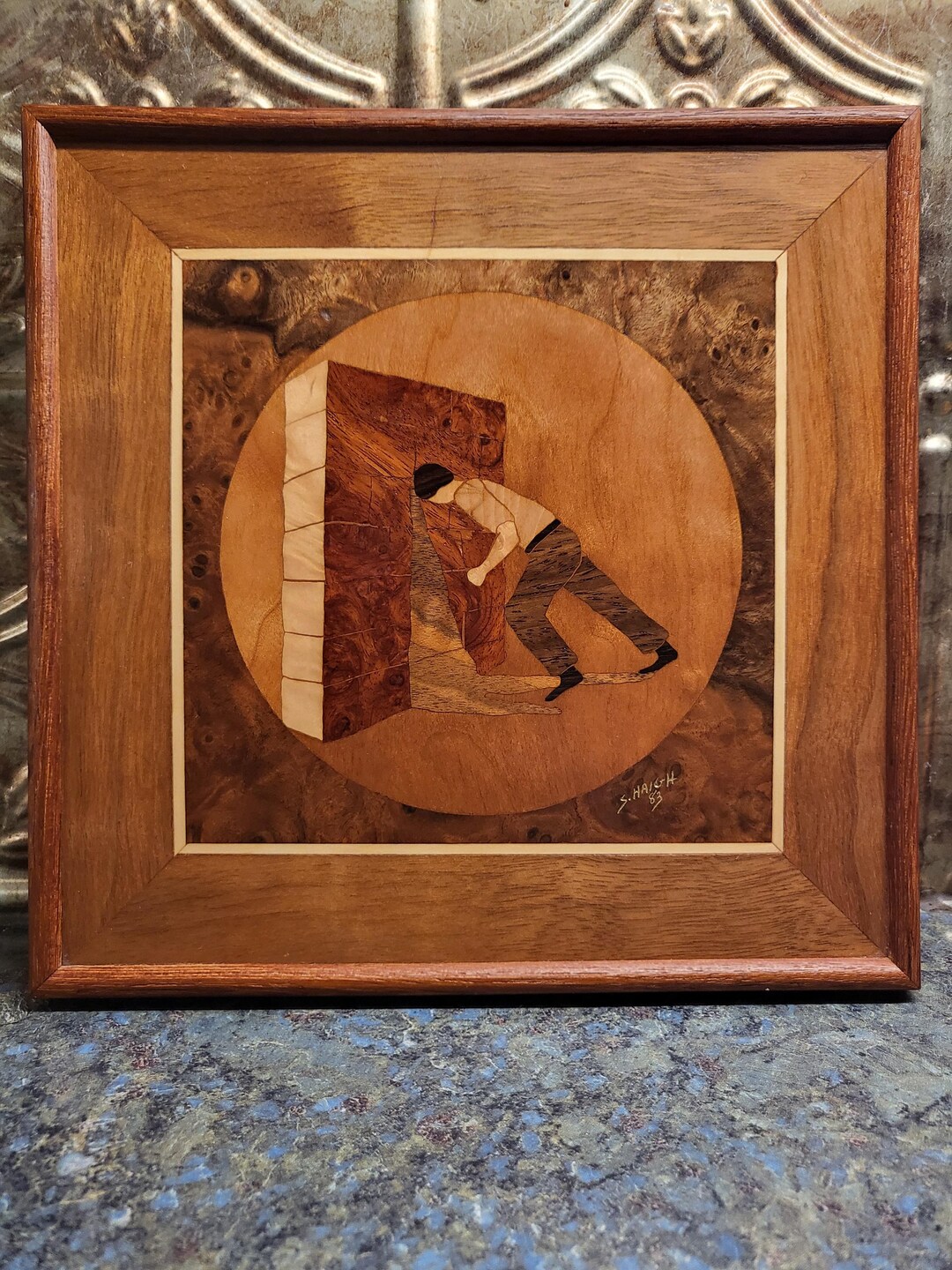 Vintage Steven Haigh Marquetry Wall Hanging Art, Signed and Dated - Etsy