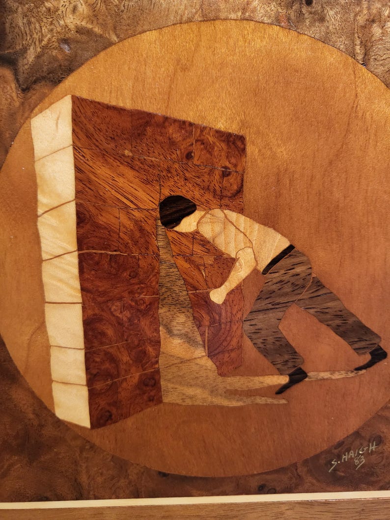 Vintage Steven Haigh Marquetry Wall Hanging Art, Signed and Dated ...
