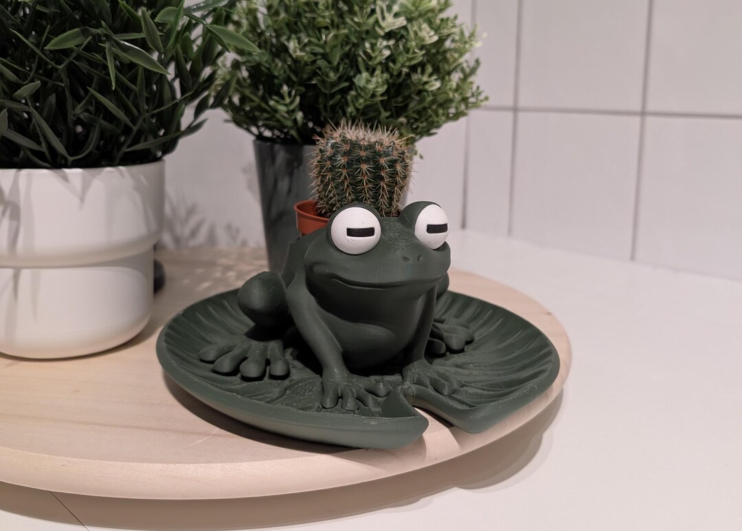 Unique Frog Planter Desk Buddy – Happy Rain Frog Figurine – Green ...